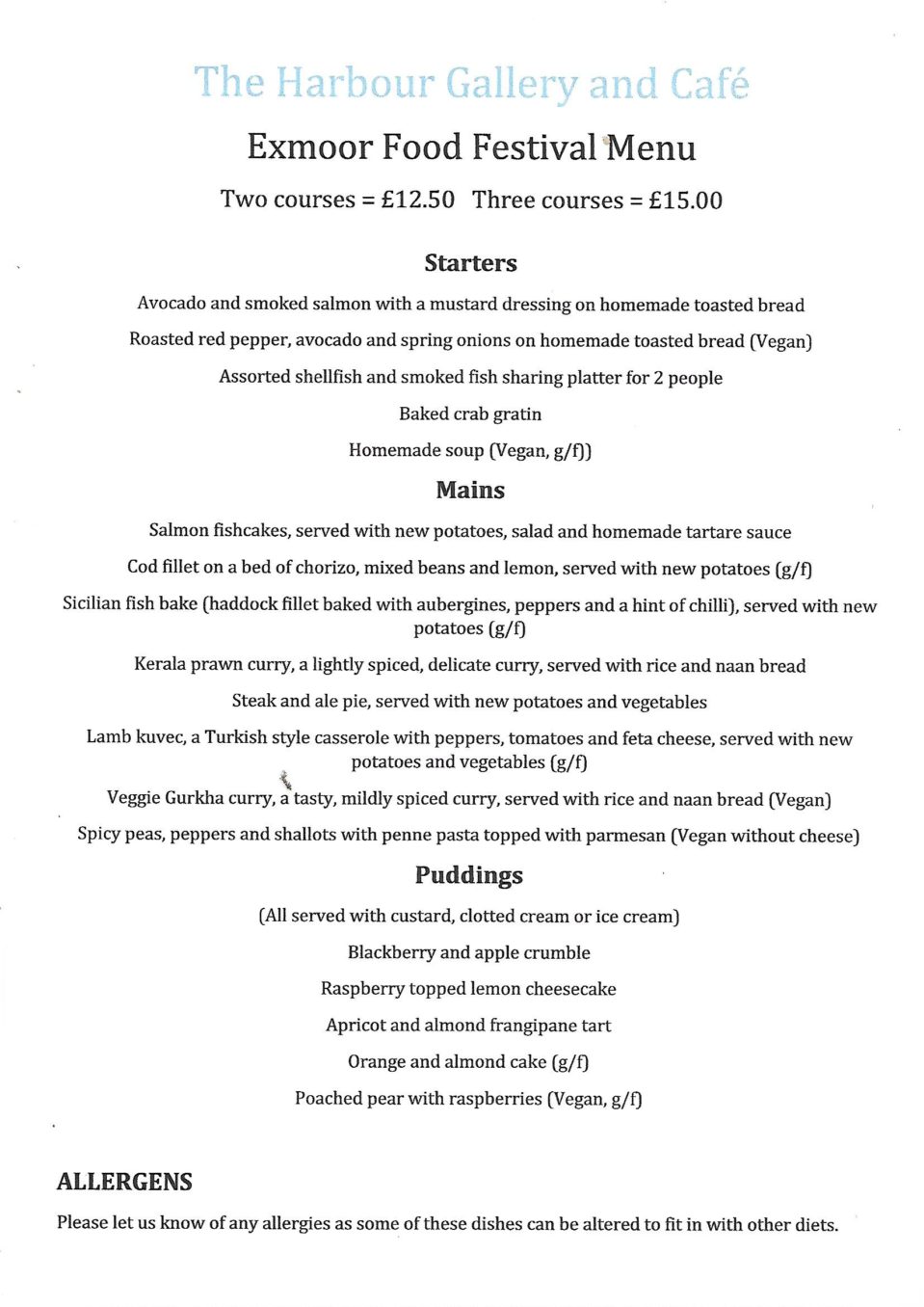 Exmoor Food Festival 2020 | The Harbour Gallery and Cafe